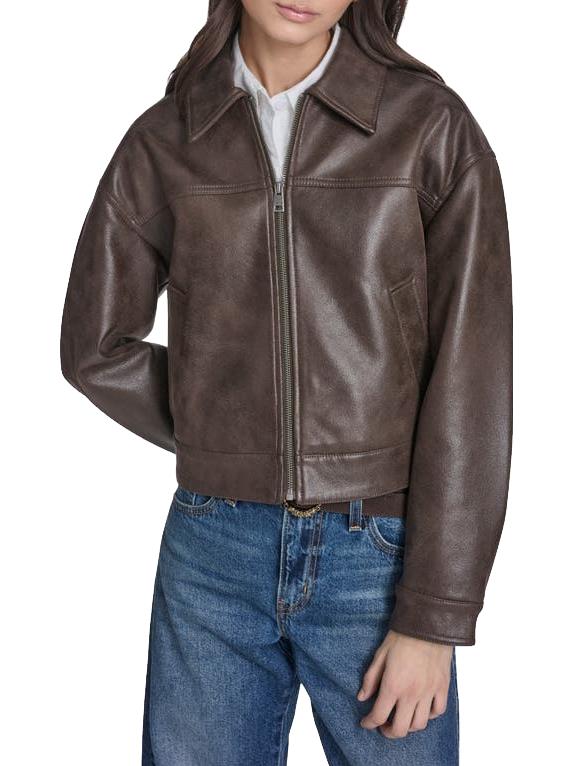LEVI'S Faux Leather Zip-Up Jacket